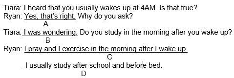 Choose a statement clarifying that something is co...