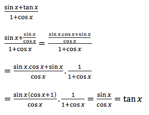 Bentuk sederhana dari 1 + cos x sin x + tan x