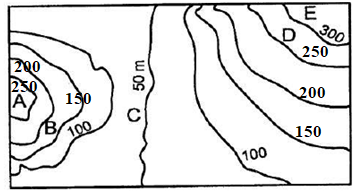 Ketinggian daerah A dan D sesuai ilustrasi gambar ...