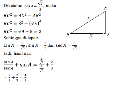 Diketahui segitiga ABC siku-siku di B dan cos A